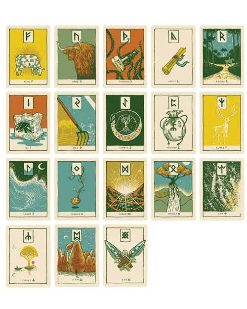 Green Glyphs Runic Cards & Dice by James R. Eads | Prisma Visions – Tarot Stack